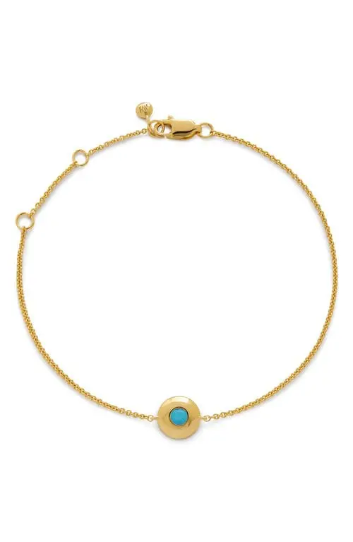 Monica Vinader Bezel Birthstone Station Bracelet - December/turquoise /gold