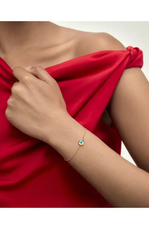 Monica Vinader Bezel Birthstone Station Bracelet - December/turquoise /gold
