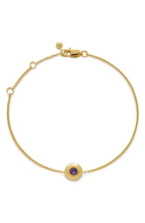 Monica Vinader Bezel Birthstone Station Bracelet - February/amethyst/gold
