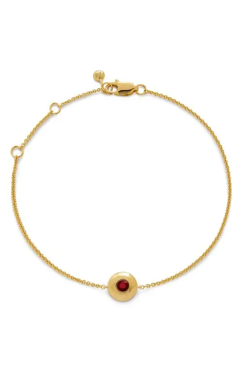 Monica Vinader Bezel Birthstone Station Bracelet - January/red Garnet /gold
