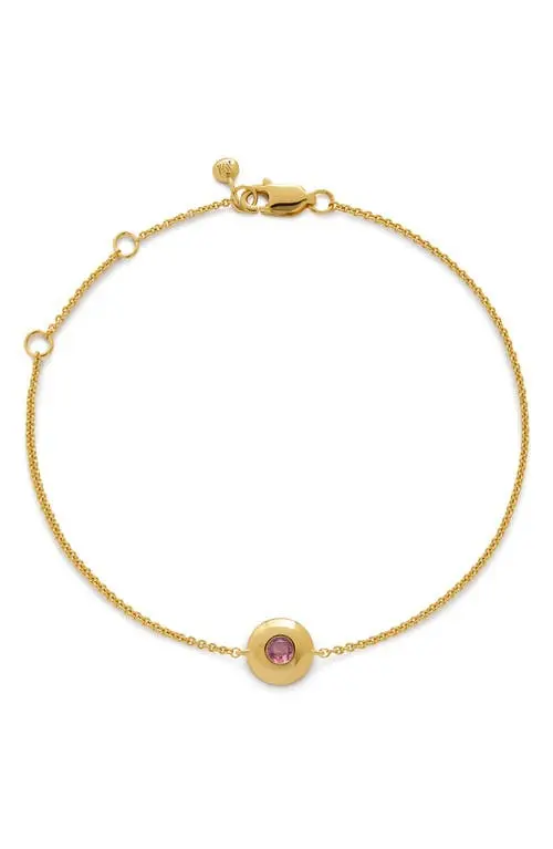 Monica Vinader Bezel Birthstone Station Bracelet - October/pink Tourmaline /gold