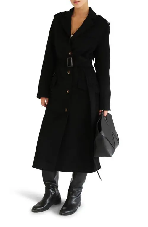 BELLE & BLOOM Skylight Longline Wool-blend Coat - Black