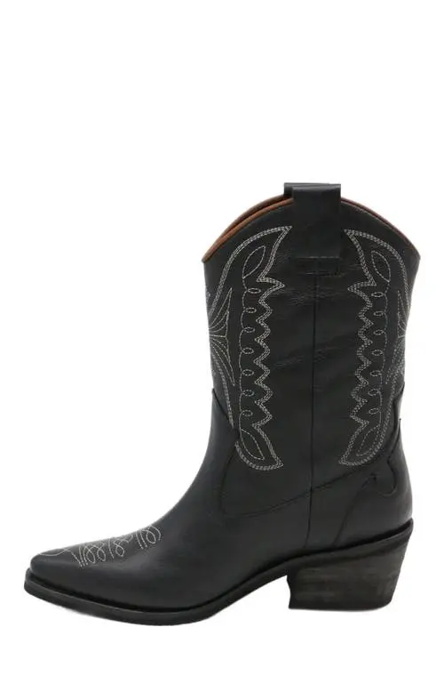 STIVALI NEW YORK Smooth Leather Western Cowboy Boots - Black