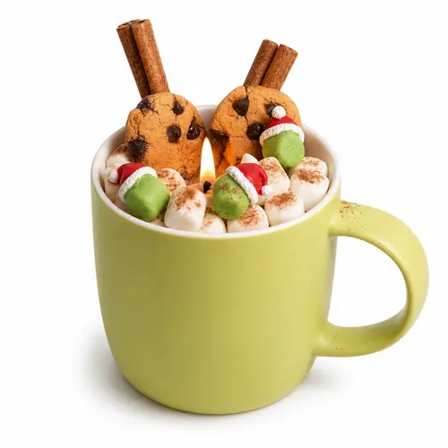 SOUTHLAKE GIFTS Fireside Cocoa Candle Mug Realistic Food Candle - Light Green