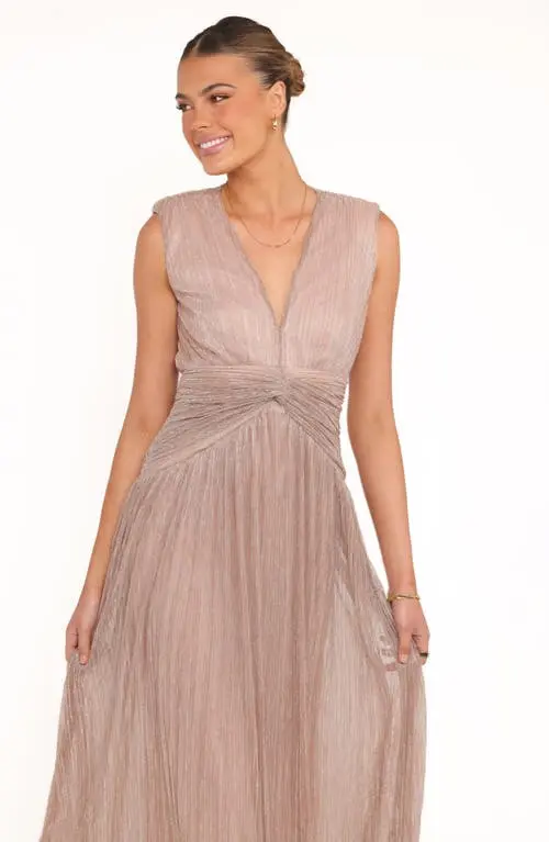PETAL & PUP Cara Metallic Maxi Dress - Rose Gold
