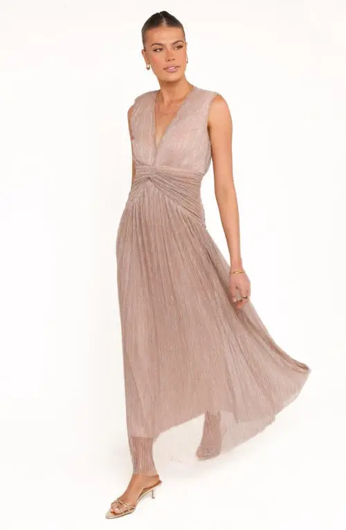 PETAL & PUP Cara Metallic Maxi Dress - Rose Gold