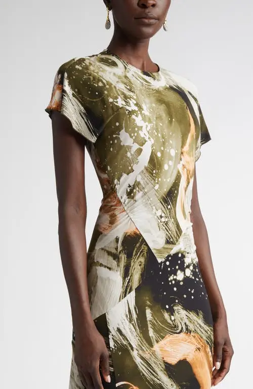 Jason Wu Brushstroke Print Jersey Midi Dress In Olive/ Apricot Multi - 76%  Off | Editorialist