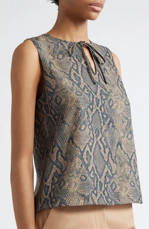 Emporio Armani Snakeskin Print Tie Neck Top