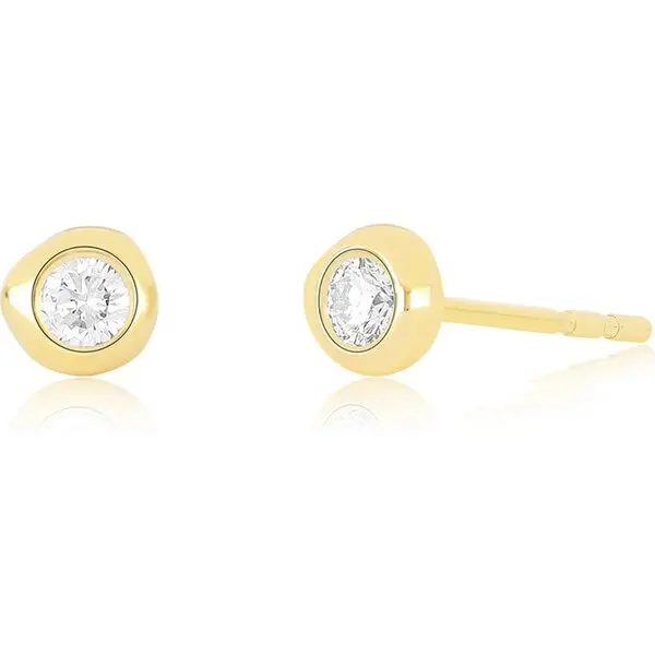 Ef Collection Diamond Pillow Stud Earrings - 14k Yellow Gold