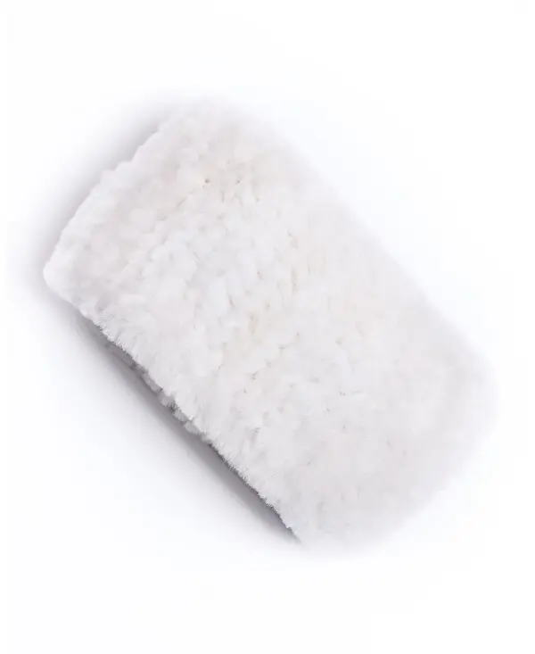JULIA & STELLA BY MAXIMILIAN Knitted Shearling Headband - White