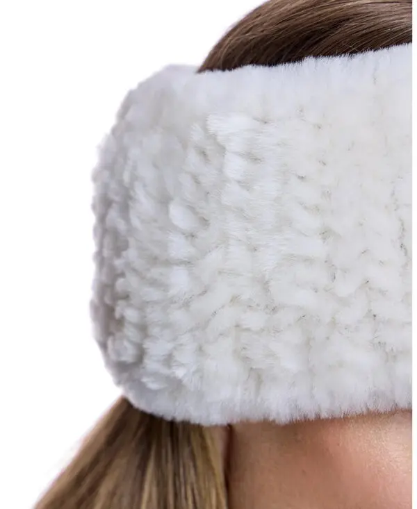 JULIA & STELLA BY MAXIMILIAN Knitted Shearling Headband - White