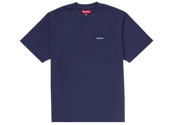 Supreme Short Sleeve Pocket Tee Shirt - Navy Blue