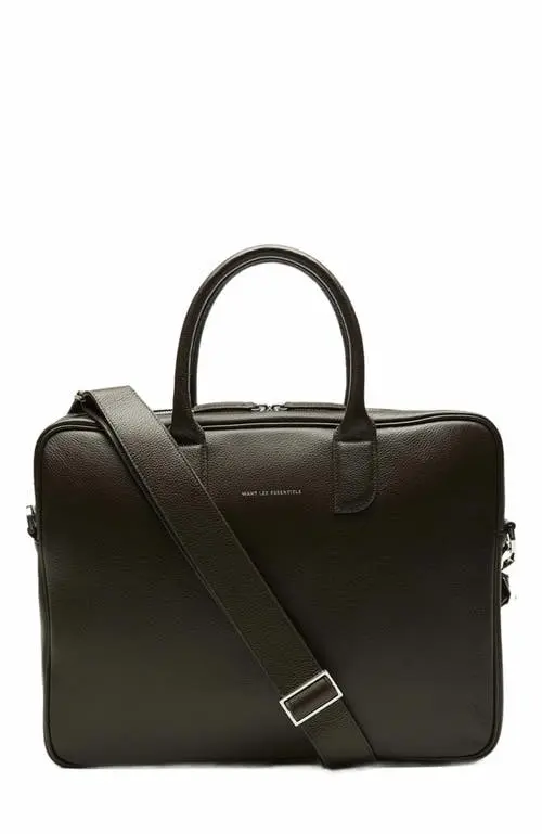WANT Les Essentiels Lesage Pebble-grained Leather Laptop Bag - Dark Brown