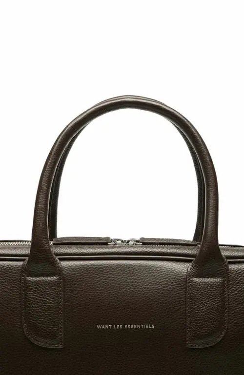 WANT Les Essentiels Lesage Pebble-grained Leather Laptop Bag - Dark Brown