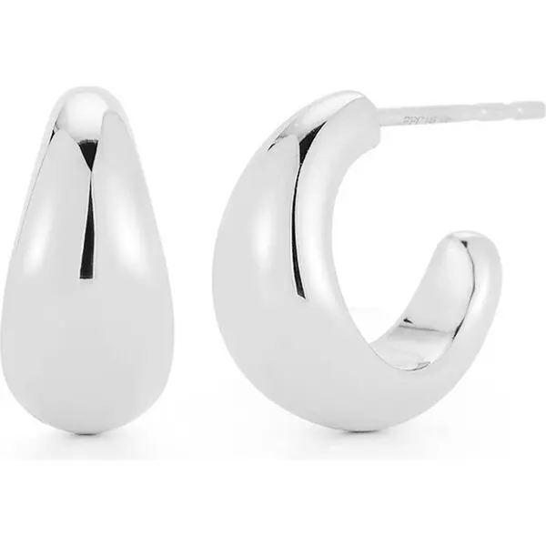 Ef Collection Dome Huggie Hoop Earrings - 14k White Gold