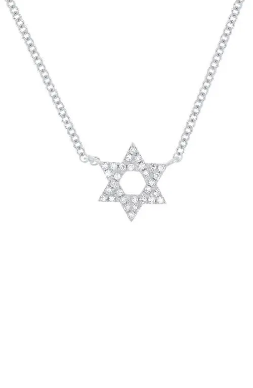 Ef Collection Star Of David Diamond Pavé Pendant Necklace - 14k White Gold