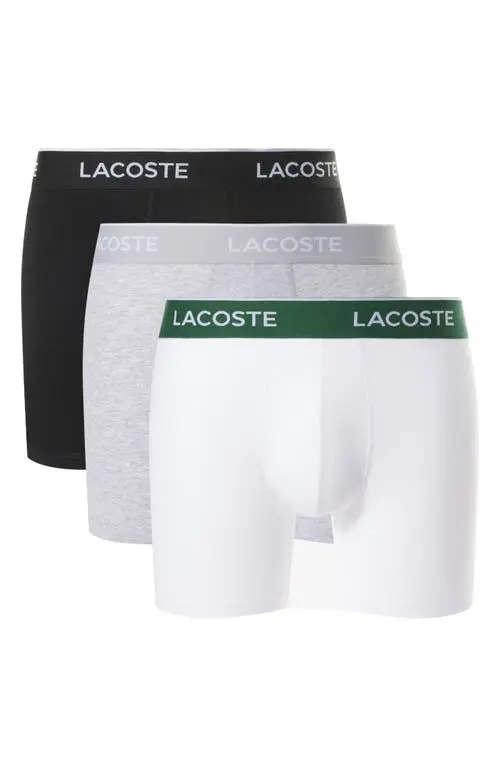 Lacoste Assorted 3-pack Stretch Cotton Boxer Briefs - Black/ White/ Silver Chine