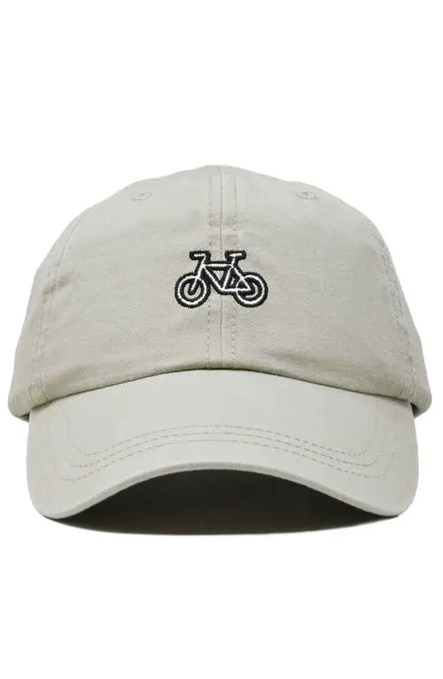 DALIX Bike Embroidered Cap - Washed Stone White