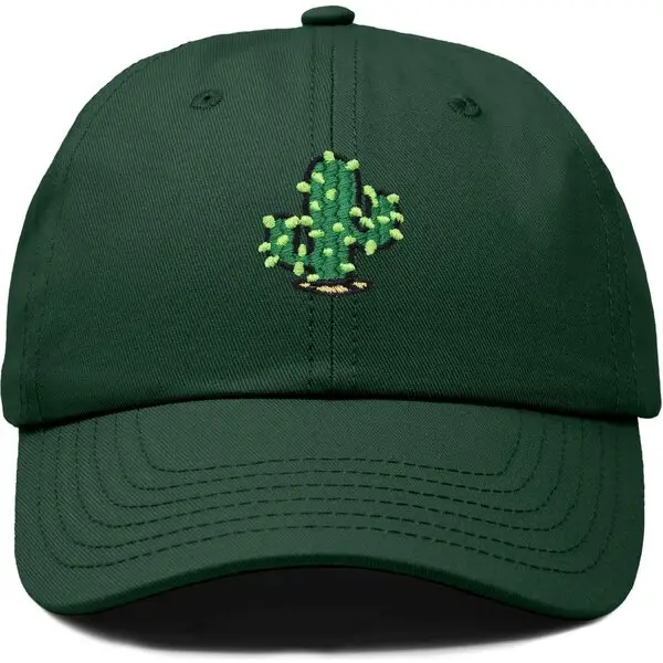 DALIX Cactus Embroidered Cap - Dark Green