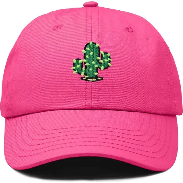 DALIX Cactus Embroidered Cap - Hot Pink