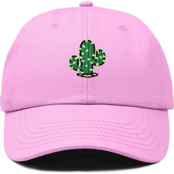 DALIX Cactus Embroidered Cap - Light Pink