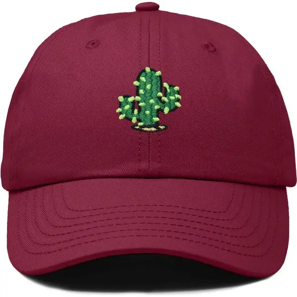 DALIX Cactus Embroidered Cap - Maroon