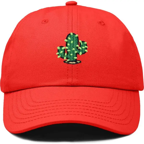 DALIX Cactus Embroidered Cap - Red