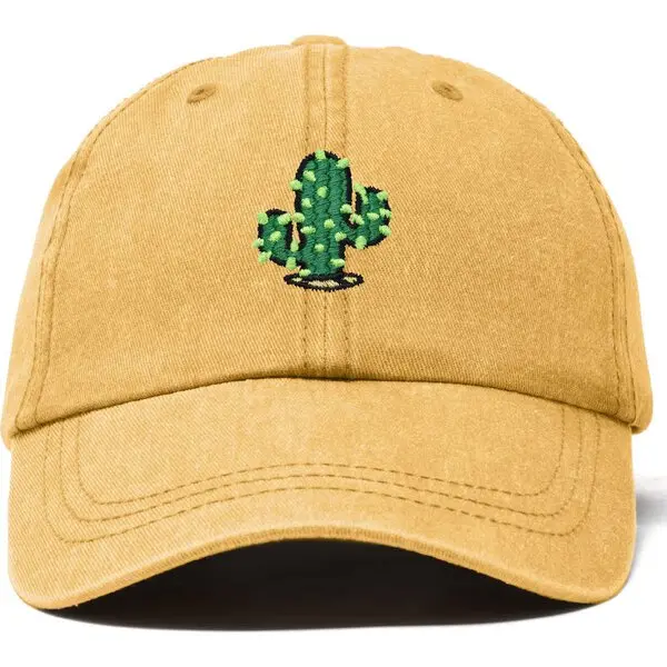 DALIX Cactus Embroidered Cap - Washed Gold
