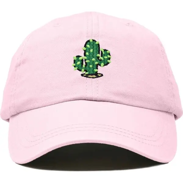 DALIX Cactus Embroidered Cap - Washed Pink