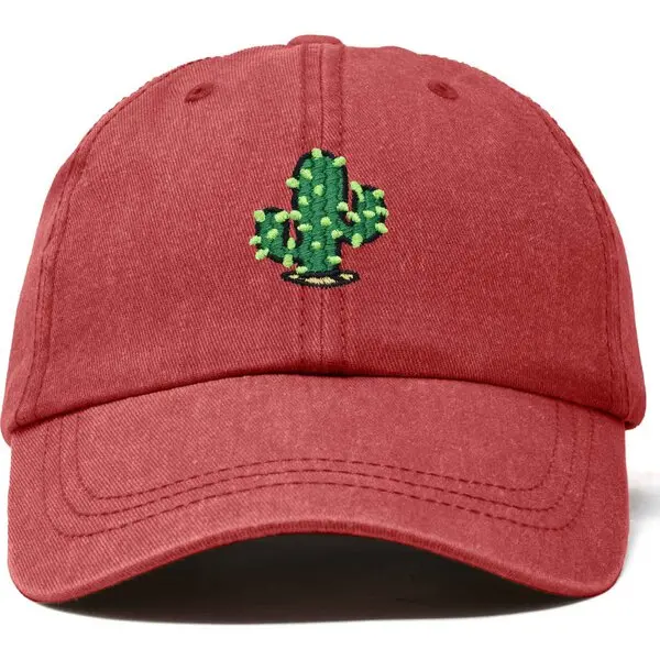 DALIX Cactus Embroidered Cap - Washed Red