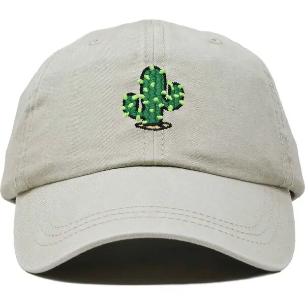 DALIX Cactus Embroidered Cap - Washed Stone White