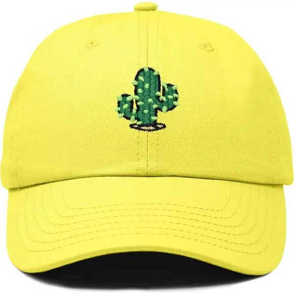 DALIX Cactus Embroidered Cap - Yellow