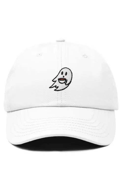 DALIX Coffee Ghost Embroidered Cap - White