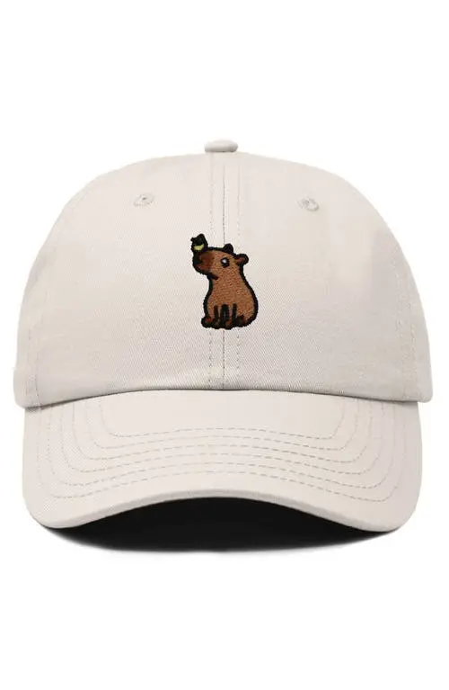 DALIX Capybara Embroidered Cap - Beige