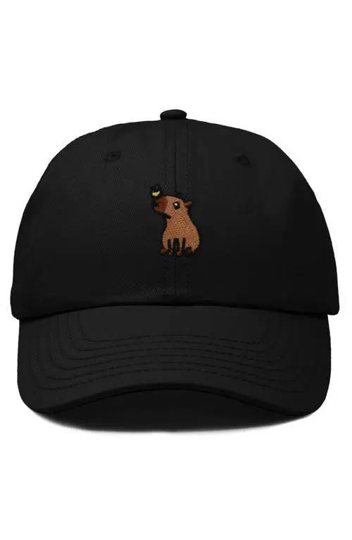 DALIX Capybara Embroidered Cap - Black