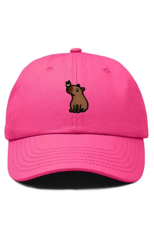 DALIX Capybara Embroidered Cap - Hot Pink