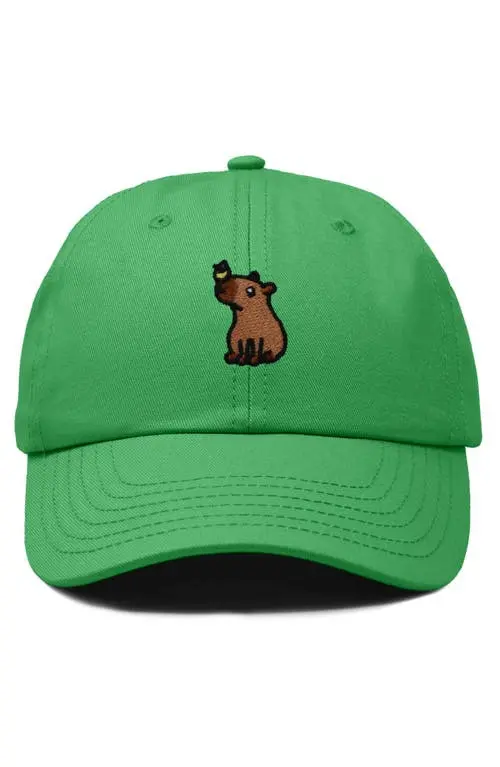 DALIX Capybara Embroidered Cap - Kelly Green