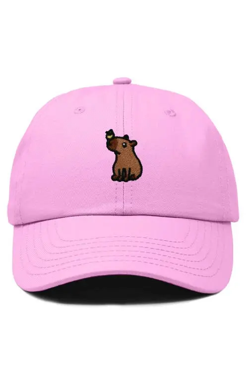 DALIX Capybara Embroidered Cap - Light Pink