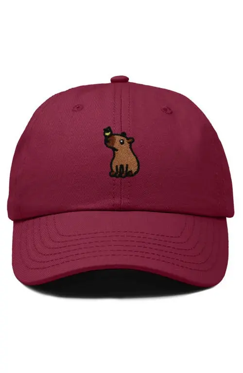 DALIX Capybara Embroidered Cap - Maroon