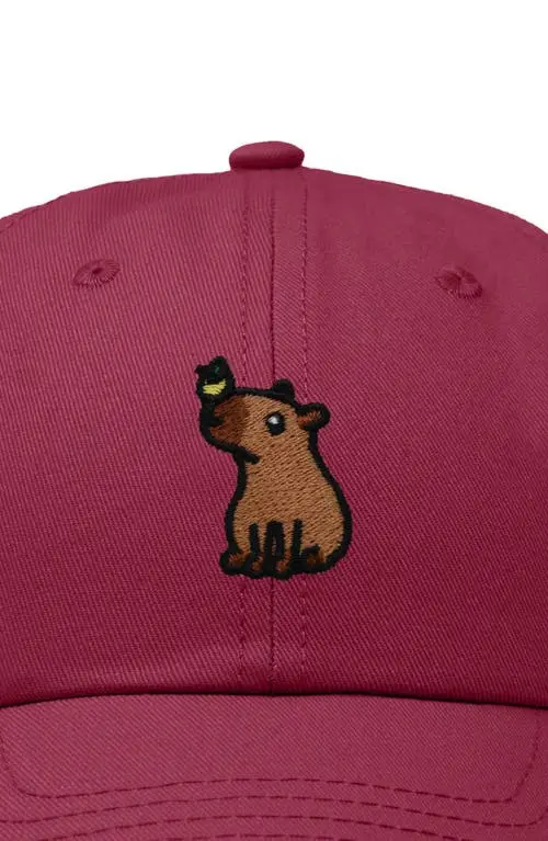 DALIX Capybara Embroidered Cap - Maroon