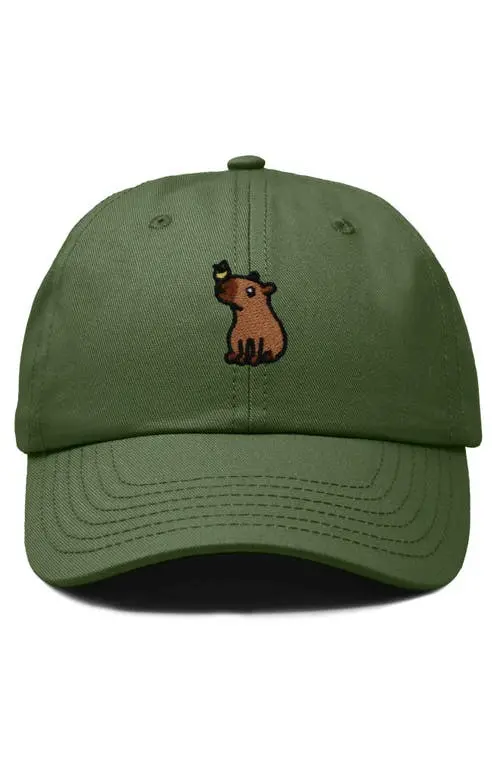 DALIX Capybara Embroidered Cap - Olive