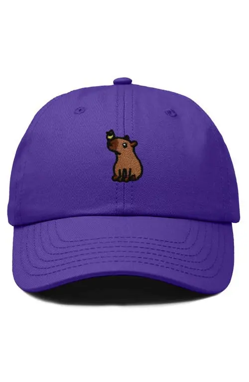 DALIX Capybara Embroidered Cap - Purple