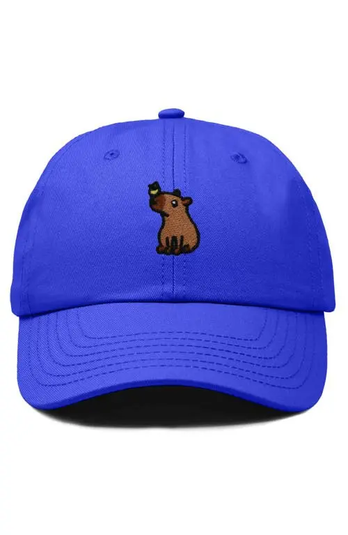 DALIX Capybara Embroidered Cap - Royal Blue