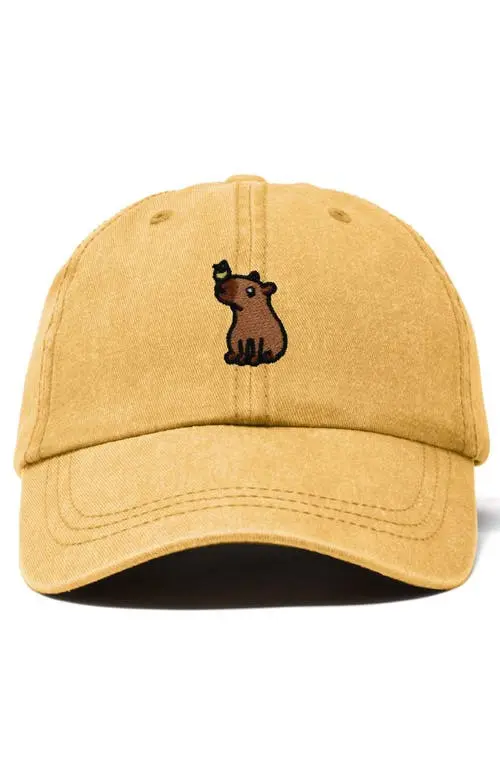 DALIX Capybara Embroidered Cap - Washed Gold