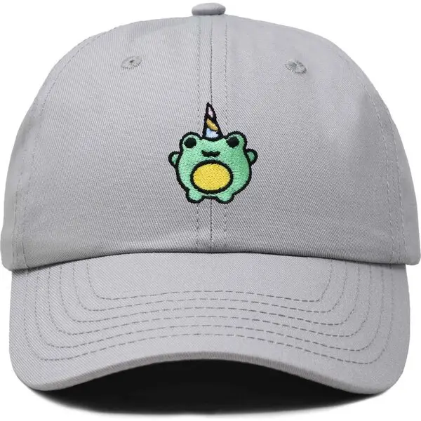 DALIX Froggy Unicorn Embroidered Baseball Cap - Gray