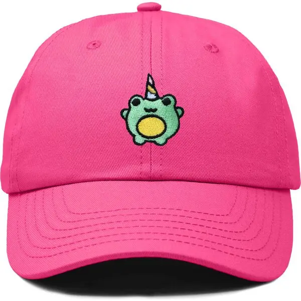 DALIX Froggy Unicorn Embroidered Baseball Cap - Hot Pink