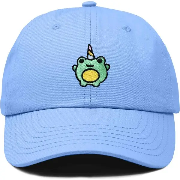 DALIX Froggy Unicorn Embroidered Baseball Cap - Light Blue