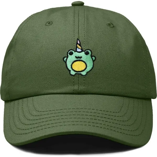 DALIX Froggy Unicorn Embroidered Baseball Cap - Olive