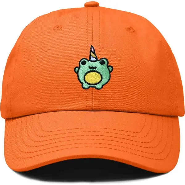 DALIX Froggy Unicorn Embroidered Baseball Cap - Orange