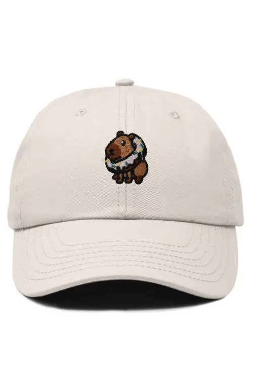 DALIX Capybara Donut Embroidered Cap - Beige